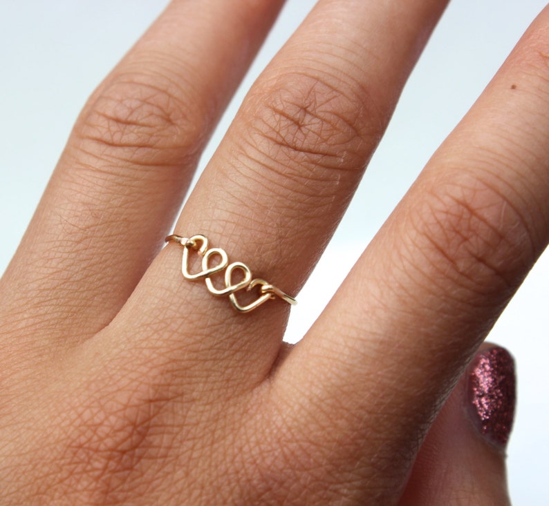 Gold Triple Heart Ring - Etsy