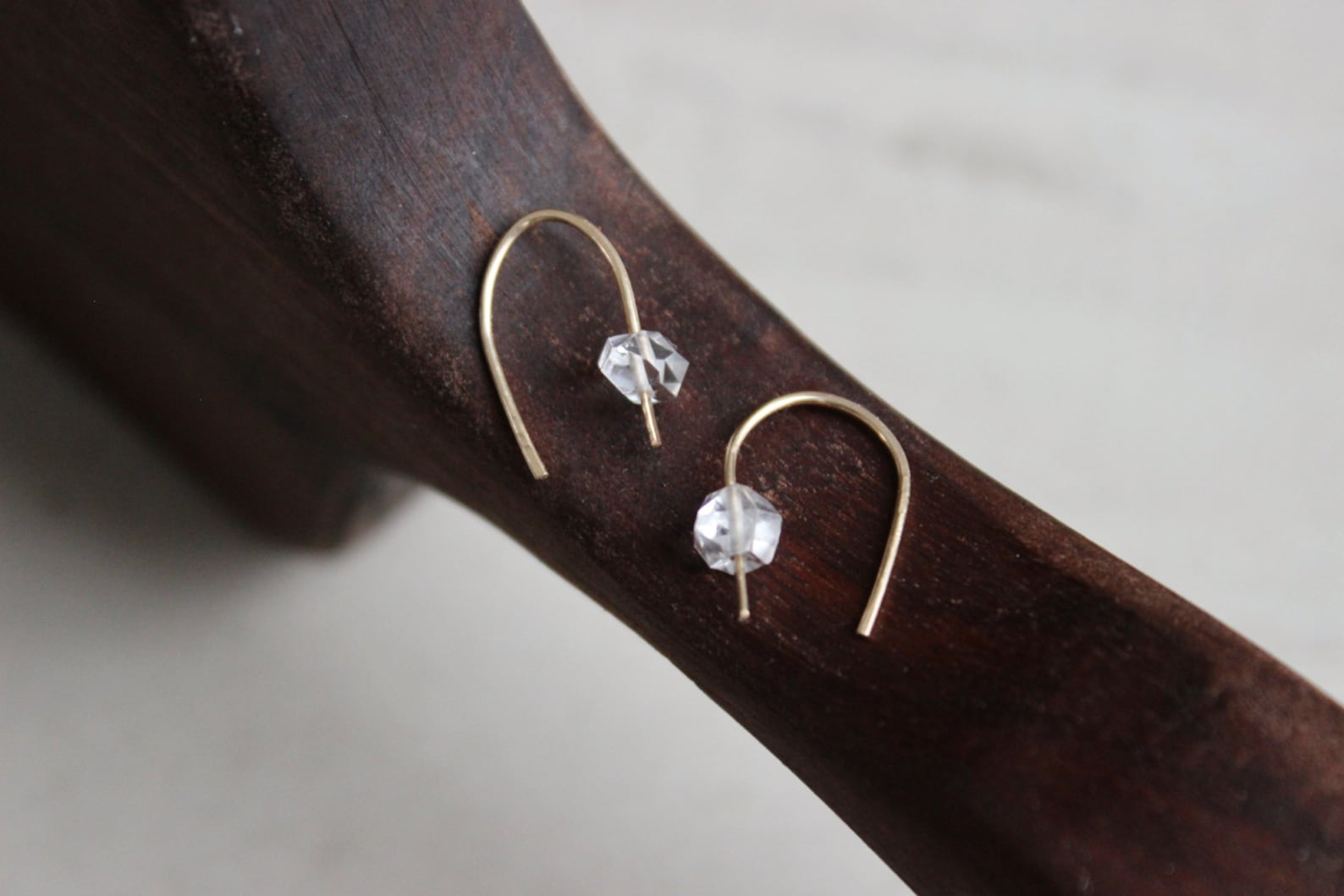 Herkimer Diamond Arc Earrings Arc Earrings Minimalist Arc - Etsy