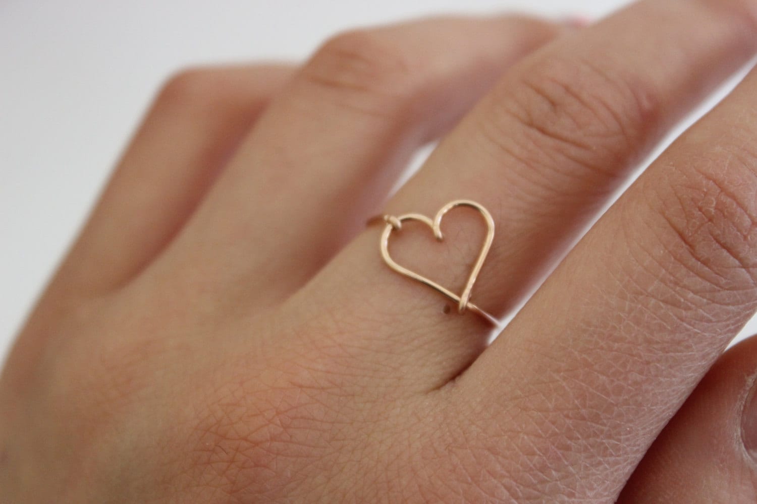 14K Rose Gold Heart Ring - Etsy