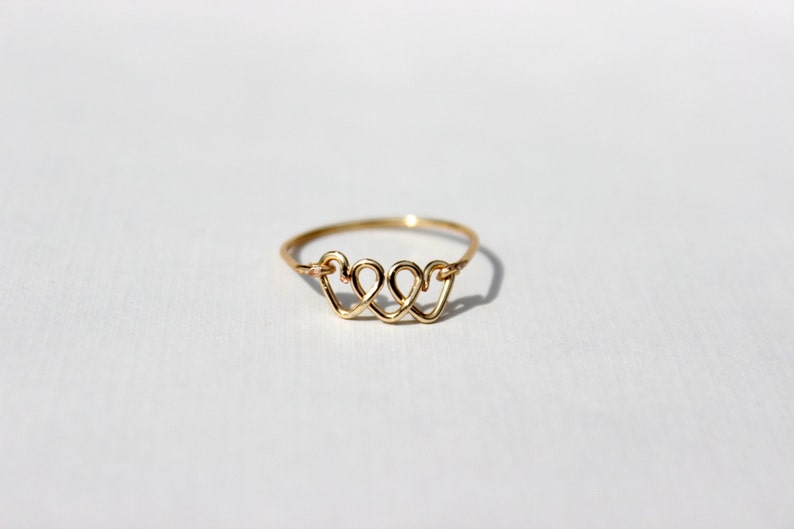 Gold Triple Heart Ring - Etsy