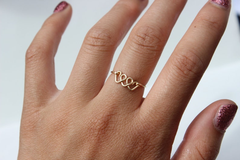 Gold Triple Heart Ring | Etsy