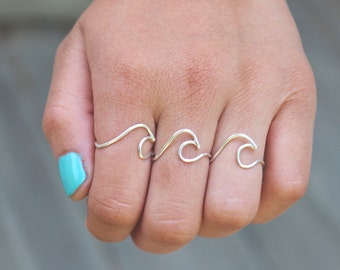 Silver Triple Wave Ring | Etsy