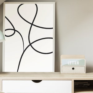 Abstract Line Art, Contemporary Art Print, Minimal Line Drawing Art ...