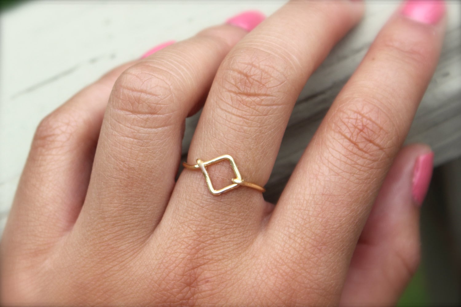 Gold Diamond Geometric Ring - Etsy