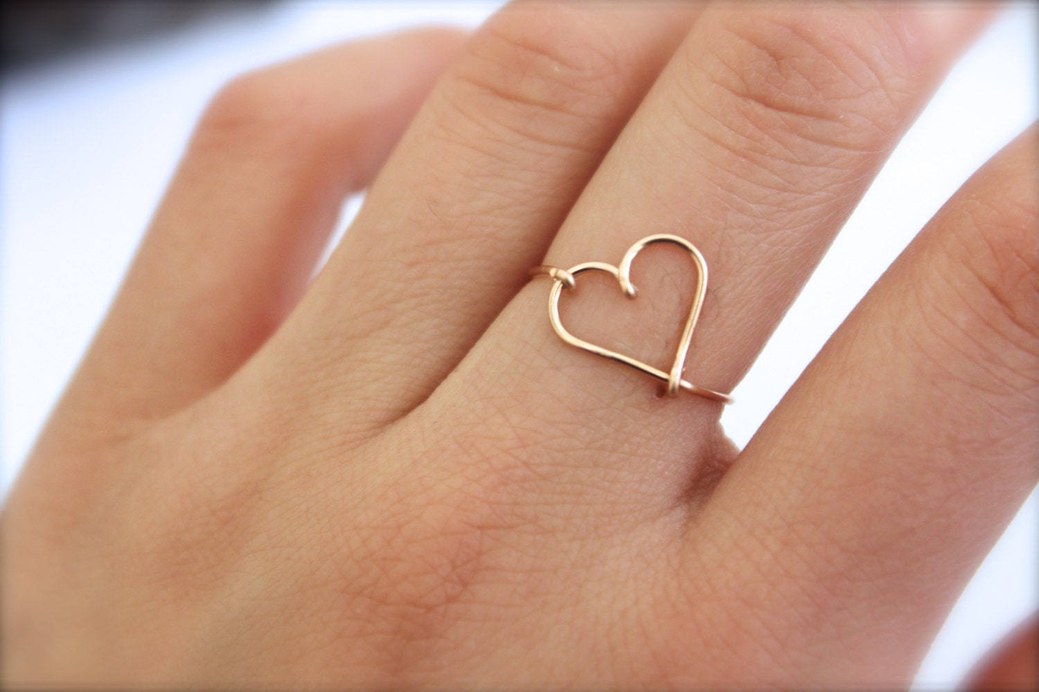 14K Rose Gold Heart Ring - Etsy