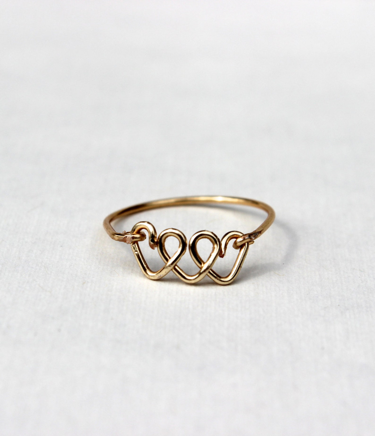 Gold Triple Heart Ring - Etsy