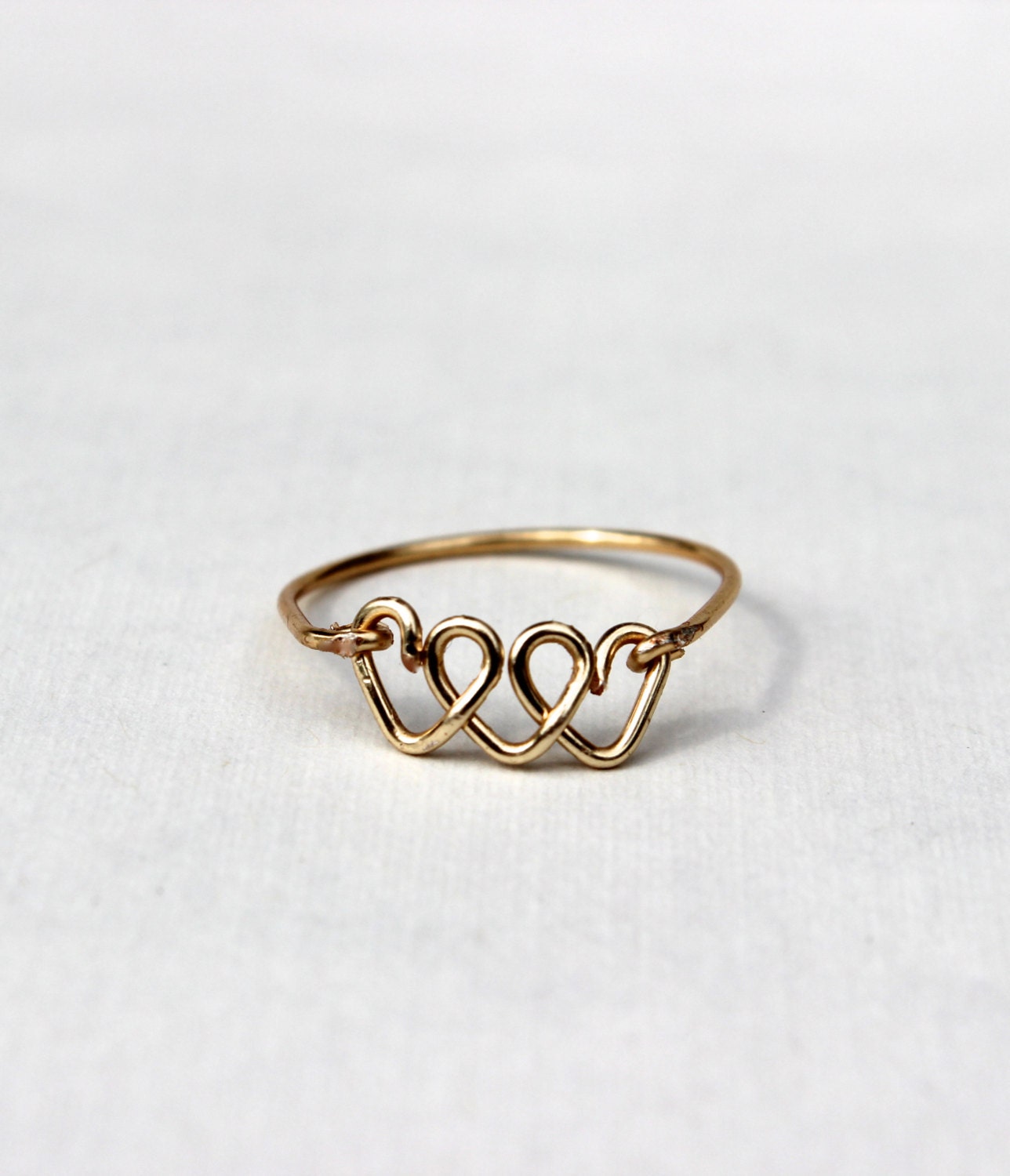 Gold Triple Heart Ring - Etsy
