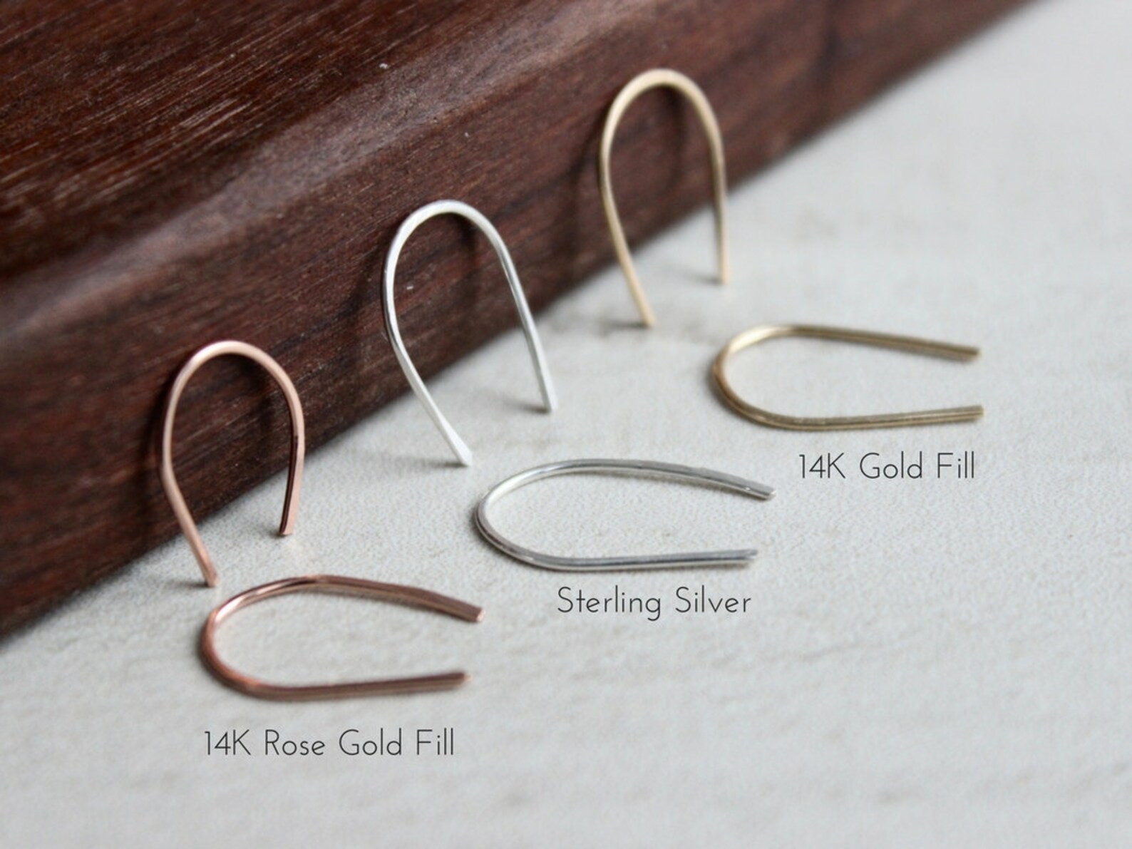 Herkimer Diamond Arc Earrings, 14K Gold Fill, Minimalist Jewelry - Etsy