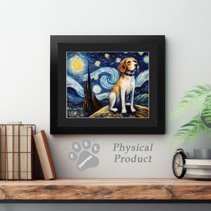 Beagle Dog Artwork, Starry Night, Van Gogh Style, Unique Gift for Dog ...