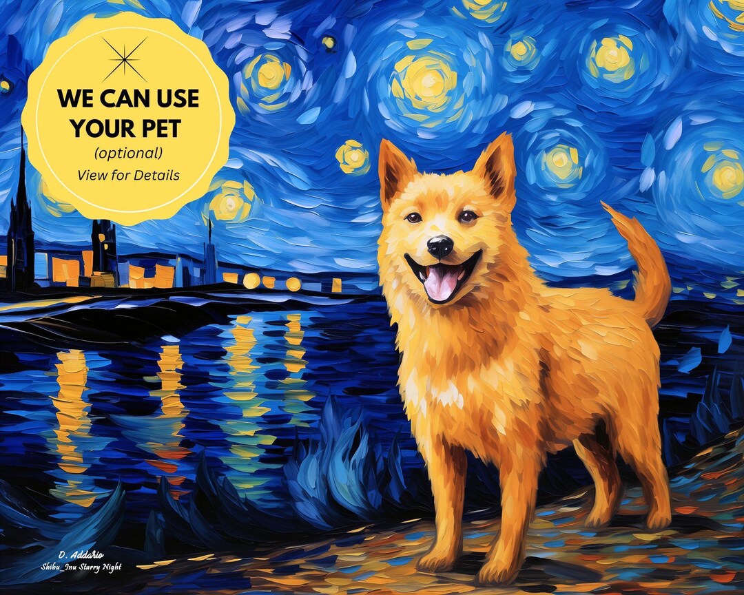 Custom Shiba Inu Starry Night Illustration- Available as Personalized ...