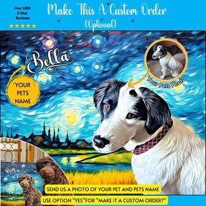 Black Lab Starry Night Wall Art, Van Gogh Black Lab Dog Art, Optional ...