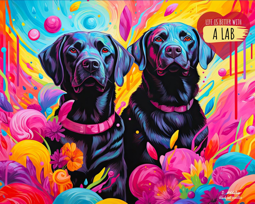 Black Lab, Digital Painting, Watercolor, Abstract, Black Lab Wall Art ...