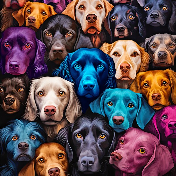 Colorful Dogs - Etsy