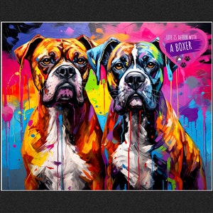 Boxer Dog, Colorful, Watercolor Painting, Pet Wall Art, Gift for Boxer ...