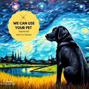 Black Lab Starry Night Wall Art, Van Gogh Black Lab Dog Art, Optional ...
