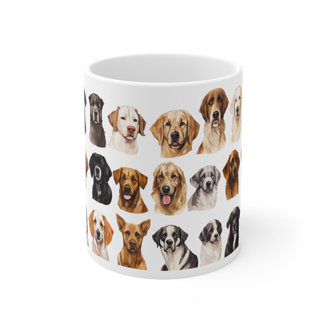 Dog Breeds Coffee Mug/ Illustration of Various Breeds of Dogs/11oz ...