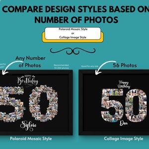 Personalized 50th Birthday Gift Number Photo Collage From Your Photos ...