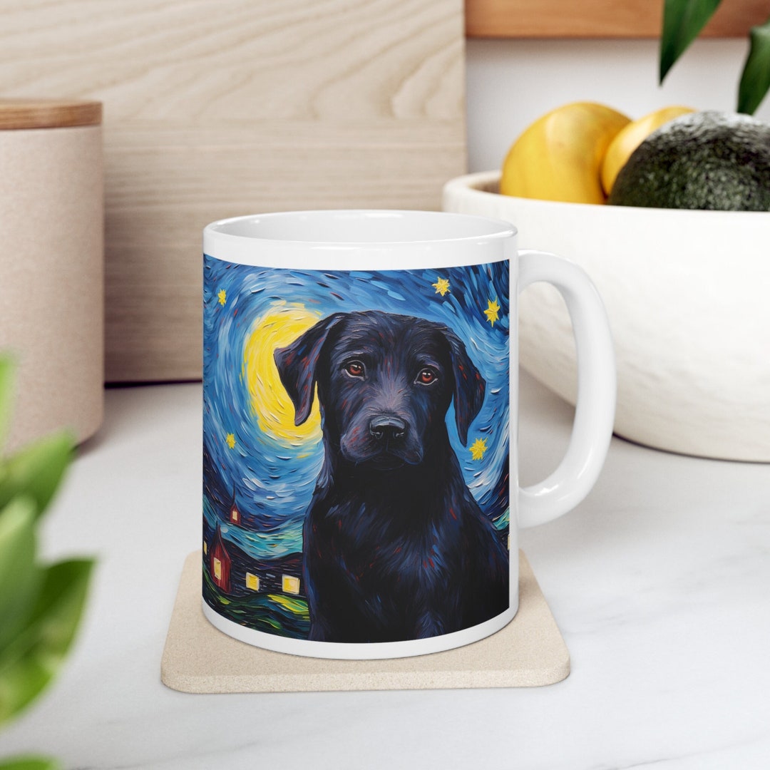 Black Lab Coffee Mug, Starry Night Style, Van Gough Inspired, Perfect Gift for Dog Lovers, 11oz ...