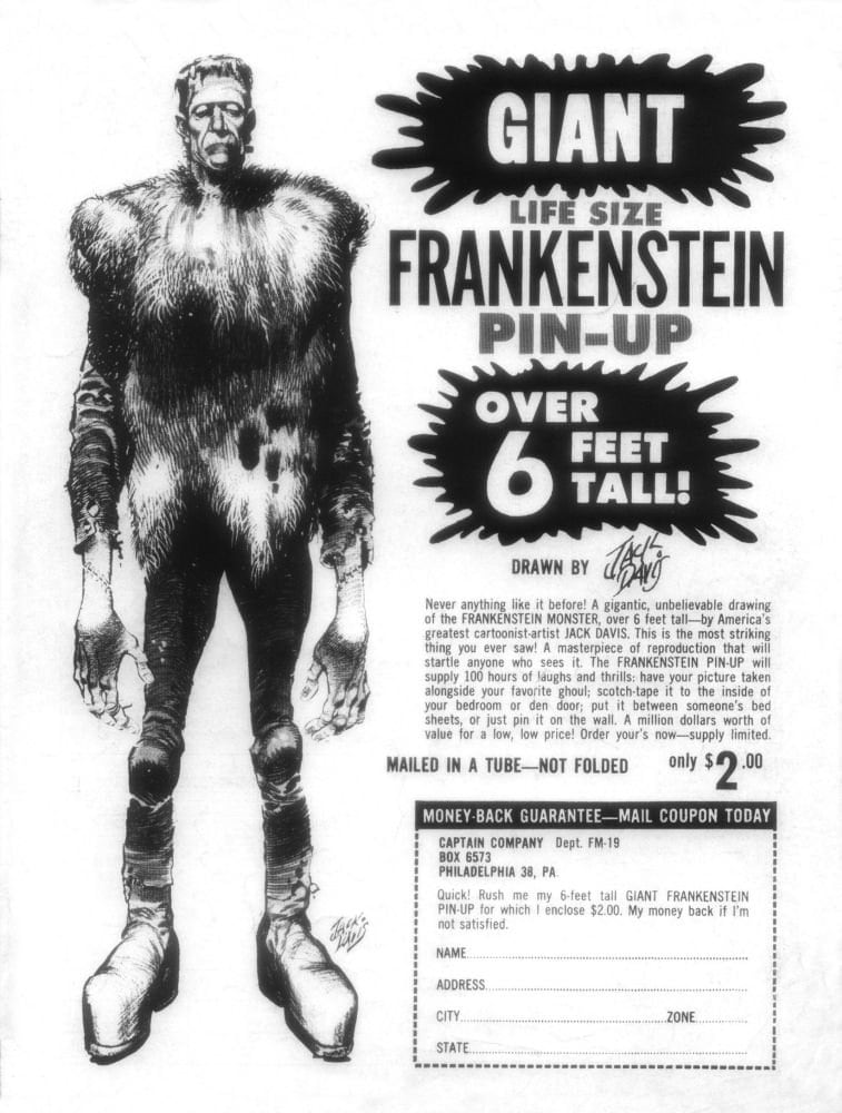 Halloween Decoration ..vintage 6 Foot FRANKENSTEIN Poster Sold by the Captain Company Of. Famous ...