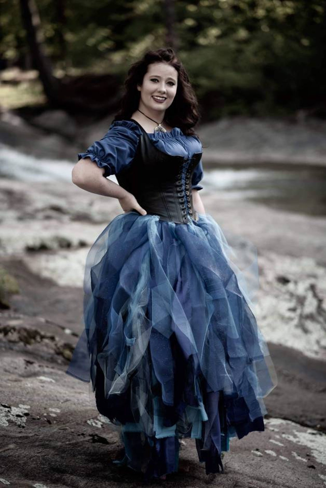 Water Witch Costume With Leather Corset, Blouse, and Skirt - Etsy