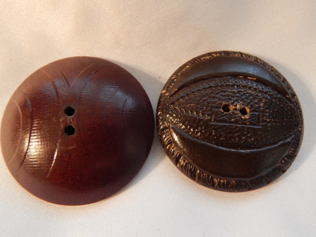 Pressed Wood - Baseball and Football - Vintage Buttons - Etsy