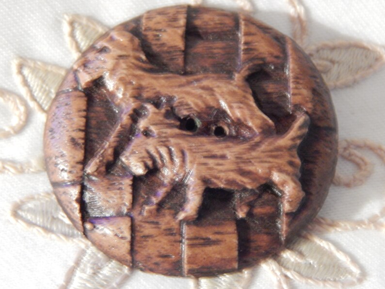 Scottie Dogs - Syroco Wood Button - Large Size - Etsy