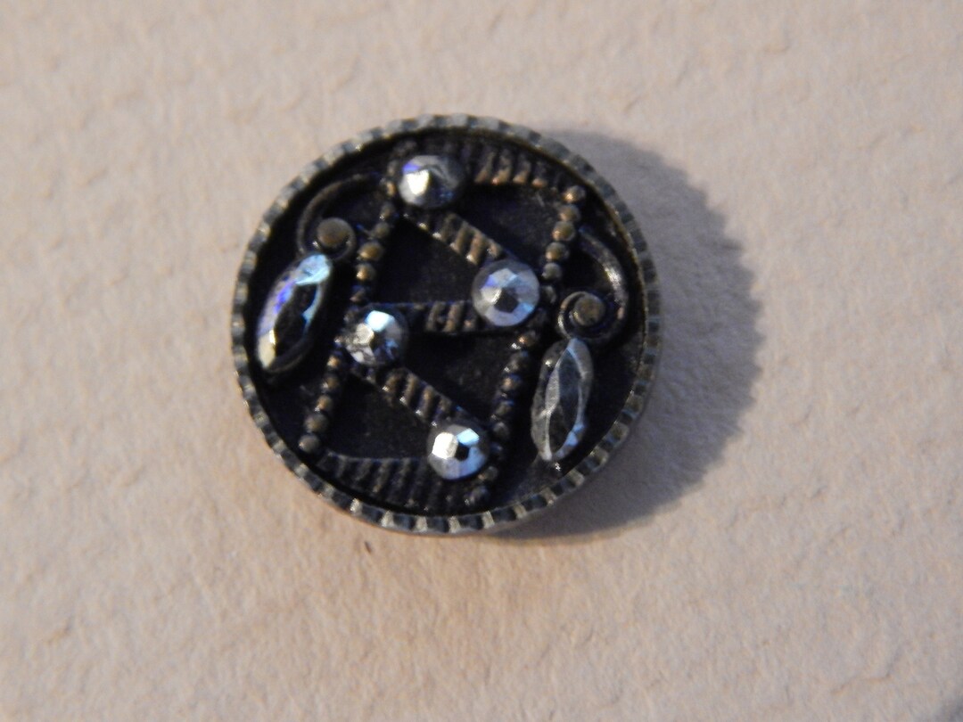 Steel Cup Button With Facet Cut Steels in a Brass Criss-cross - Etsy