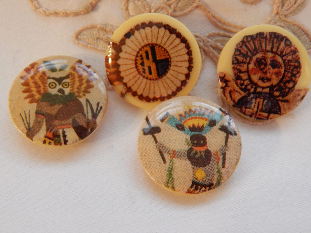 Studio Buttons 4 - Indian Hopi Doll Patterns - Plastic With Transfers ...