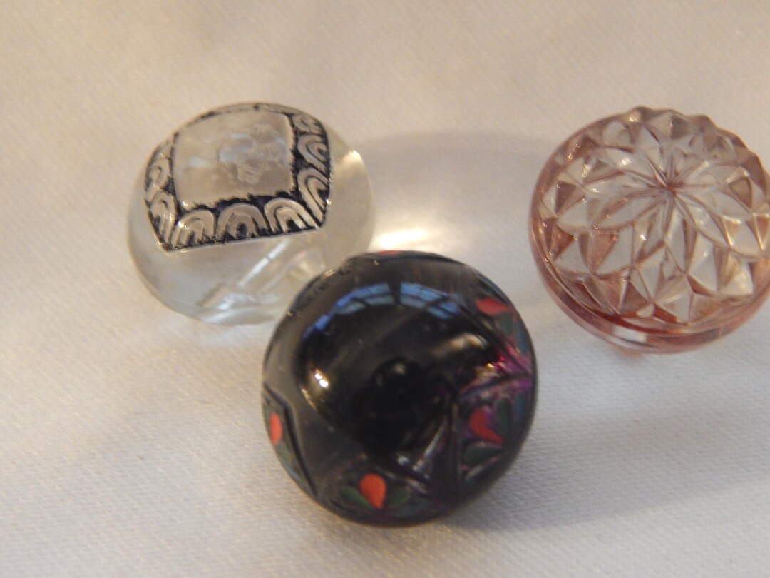 Painted and Reflecting Clear Glass Ball Buttons - 3 Different Designs ...
