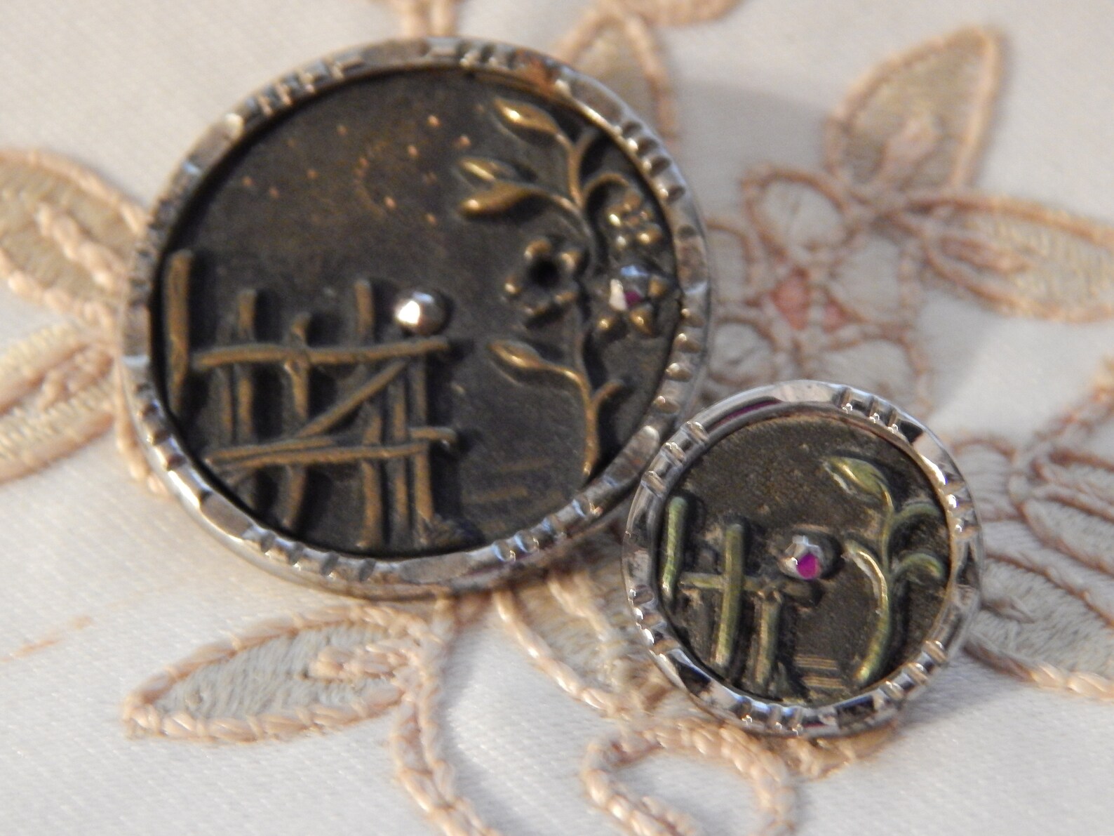 Fence With Tree - Moon and Stars - Steel Cup Buttons - Like Design but ...