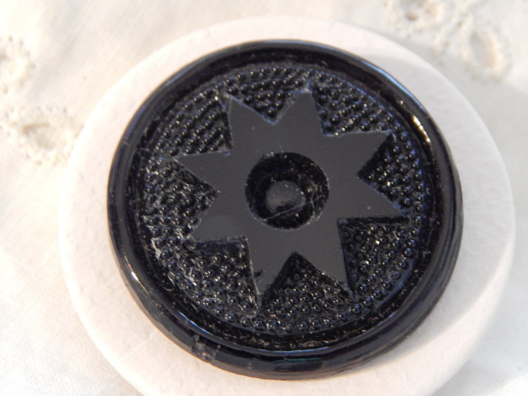 Eight Pointed Star - Antique Molded Black Glass Button - Etsy
