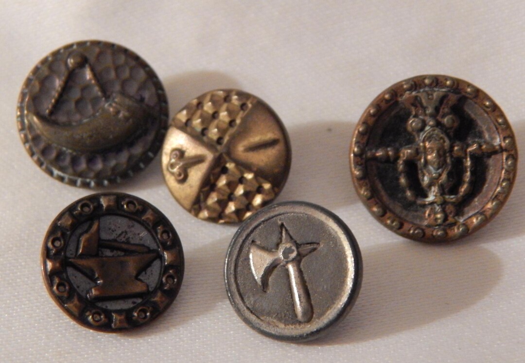 Inanimate Objects - Antique Small Picture Buttons - 5 Different - Etsy