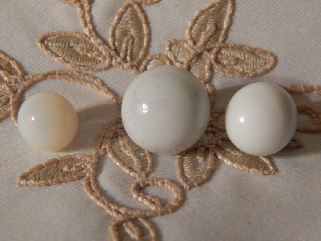 White Glass Ball Buttons - 3 Different Sizes and Shade - Etsy