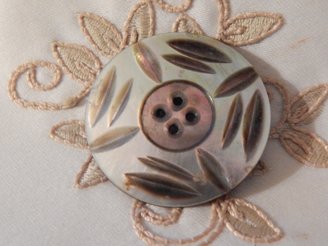 Cut Four Hole Mother of Pearl Shell Button - 1 and 7/16 Inch - Etsy