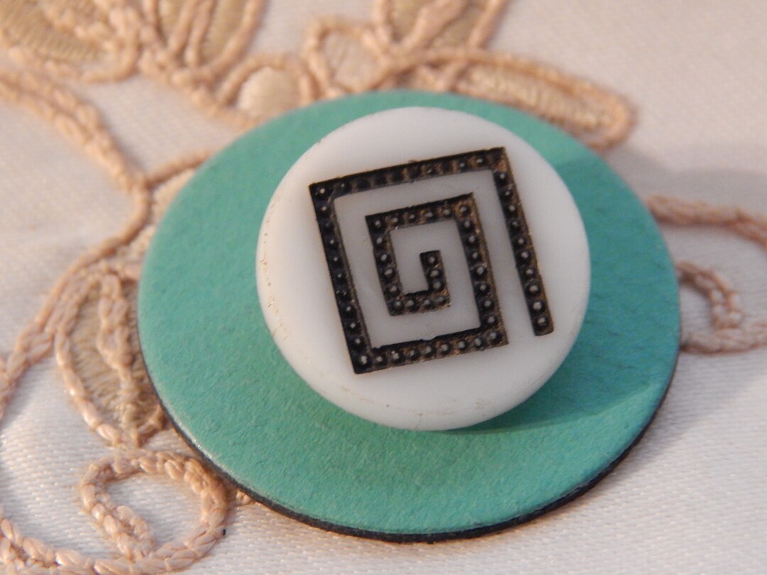 Incised Greek Key Design in White Milk Glass Antique Button - Etsy