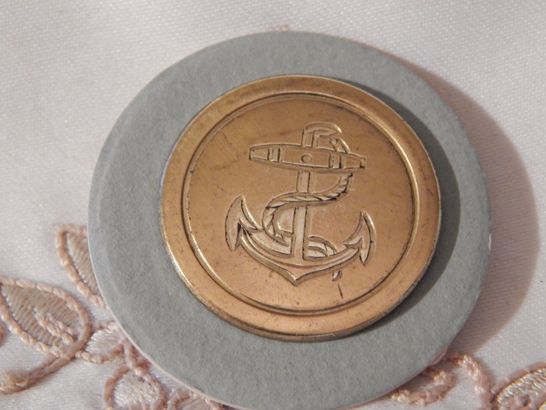 Anchor One Piece Stamped Brass Button - Etsy