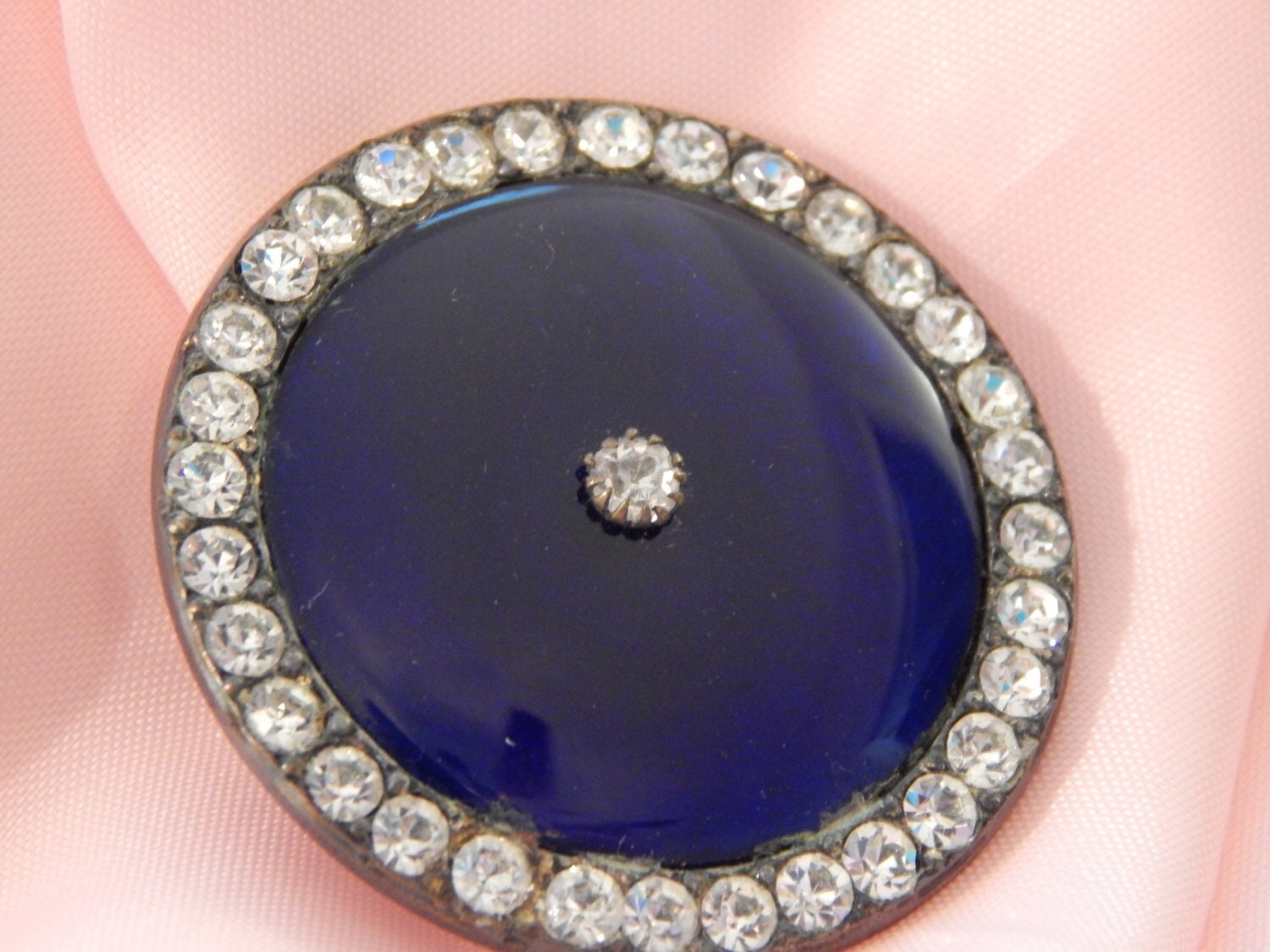 Dark Blue Enamel 18th Century Button With Paste Brilliants in the ...