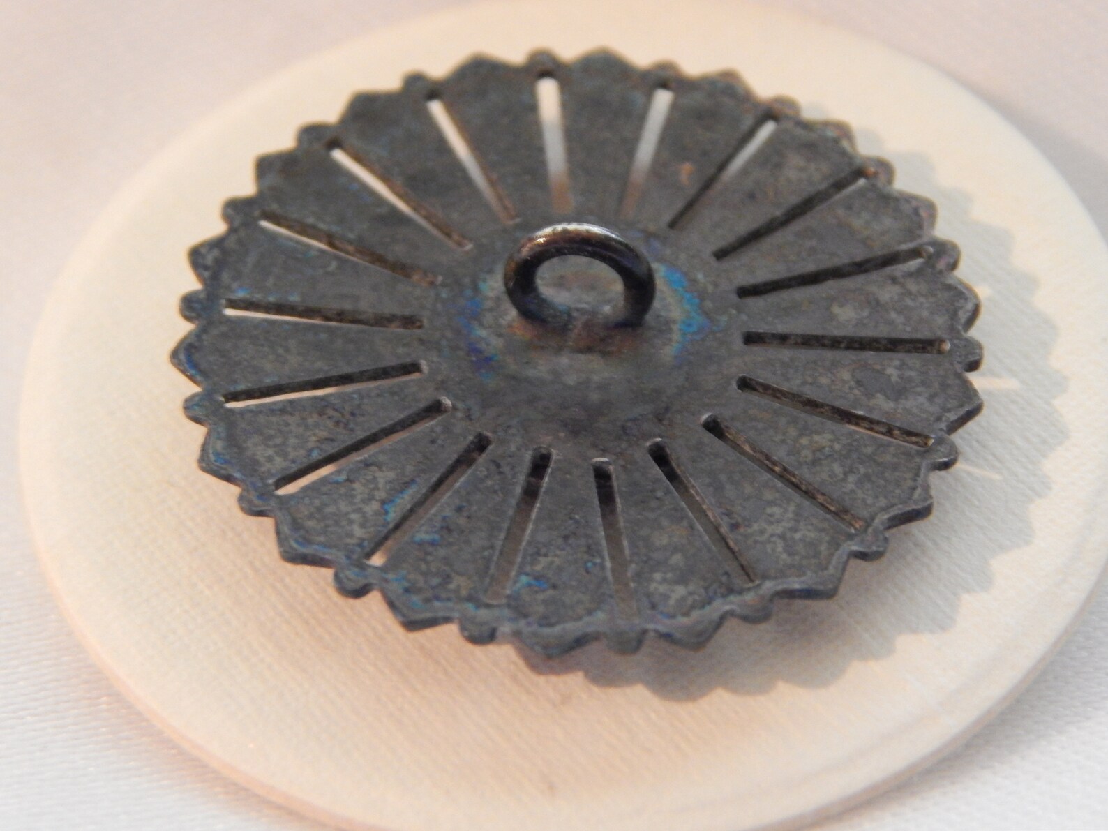 Red and Turquoise Enamel with Red Glass Center Antique | Etsy