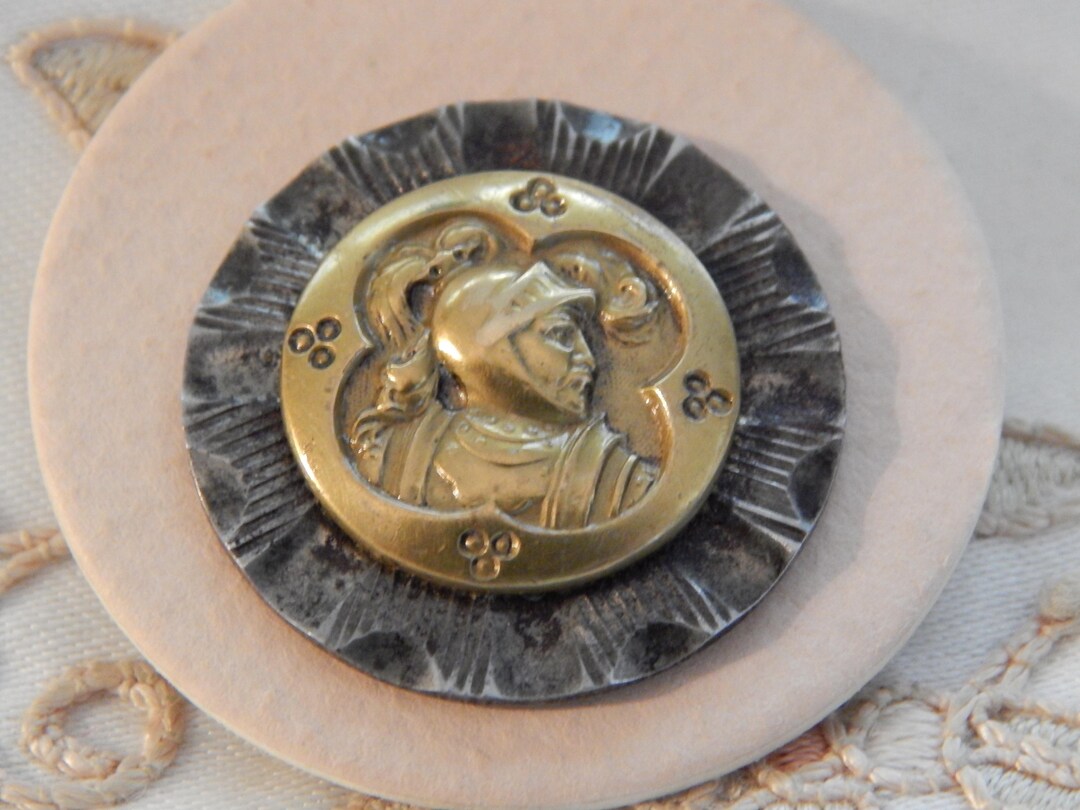 King Arthur Brass Center Button With a Steel Frame Around Marked AP Cie ...