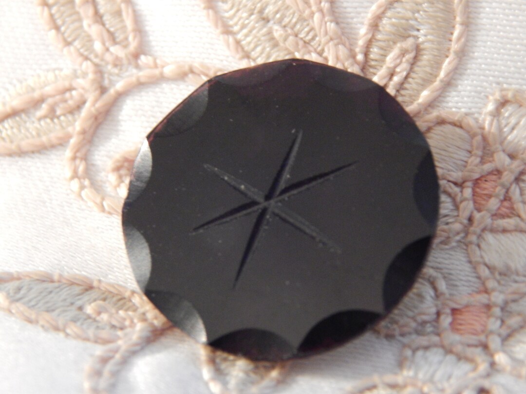 Cut Thin Black Glass Disk Mounted on Brass - Etsy