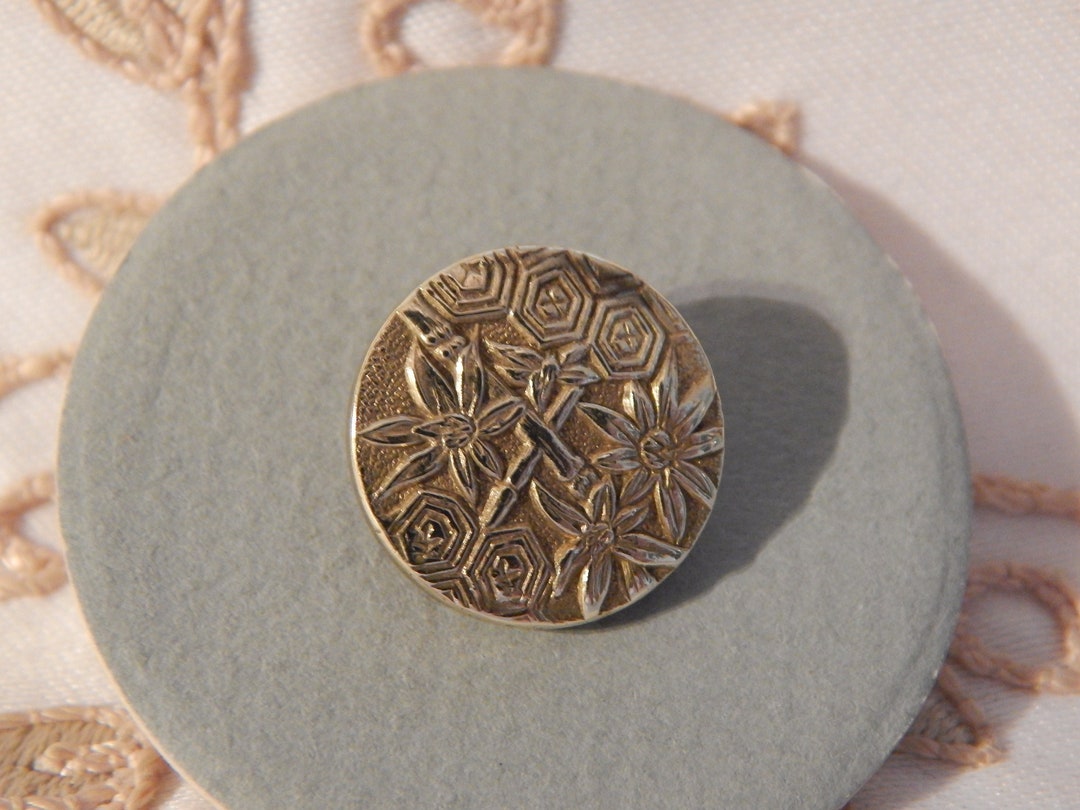 Bamboo and Floral Design - Paris Back Button of Brass - Tight Top ...