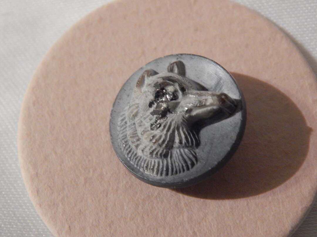 Wolf Head Composition Button Gray Color With Some Glitter - Etsy