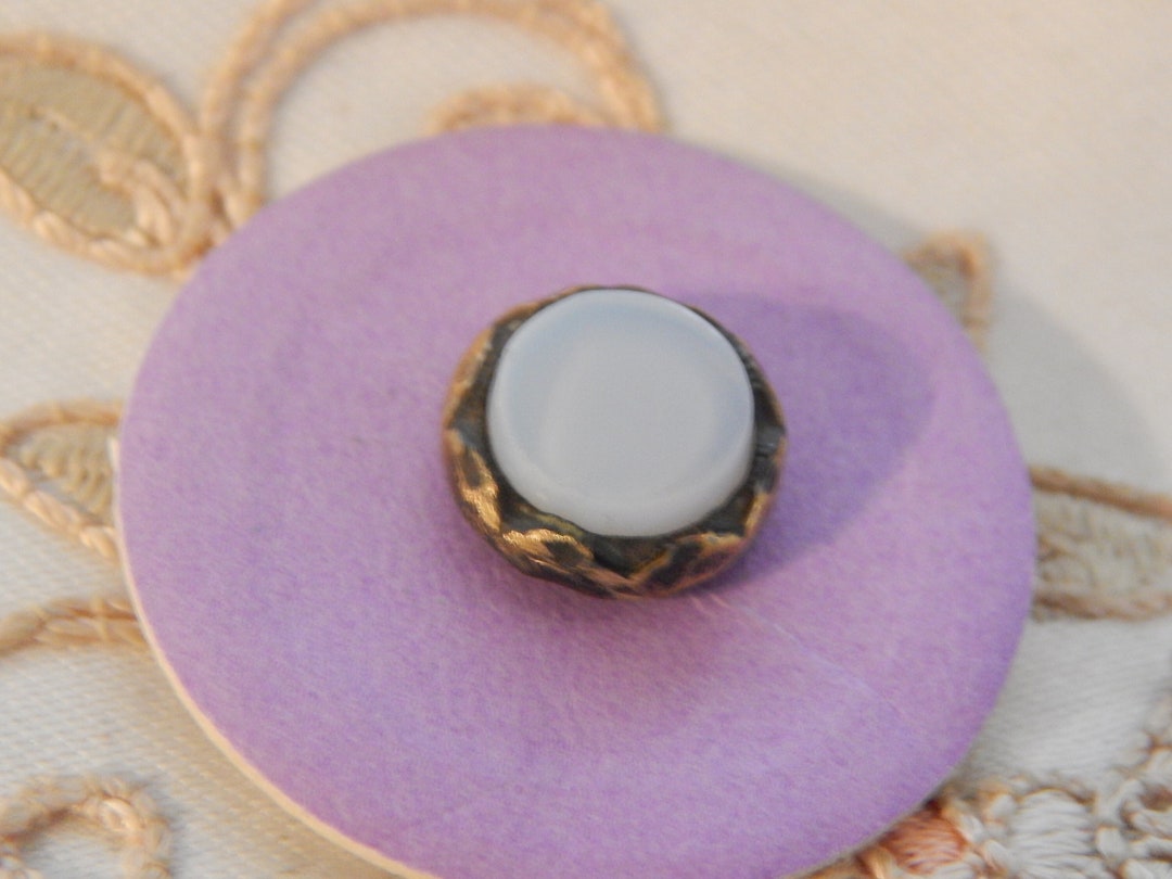 Clam Broth Looking White Glass Center Antique Waist Coat Button - Etsy