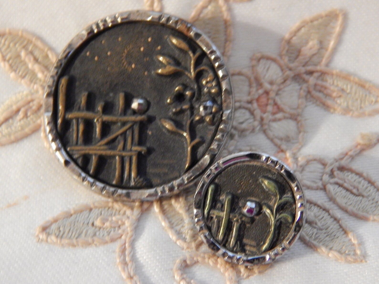 Fence With Tree - Moon and Stars - Steel Cup Buttons - Like Design but ...
