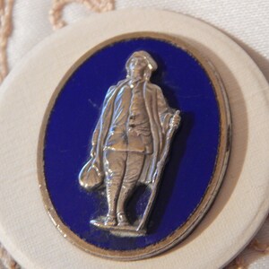 1700's Character on Deep Blue Enamel Oval Metal Button Probably Made Up ...