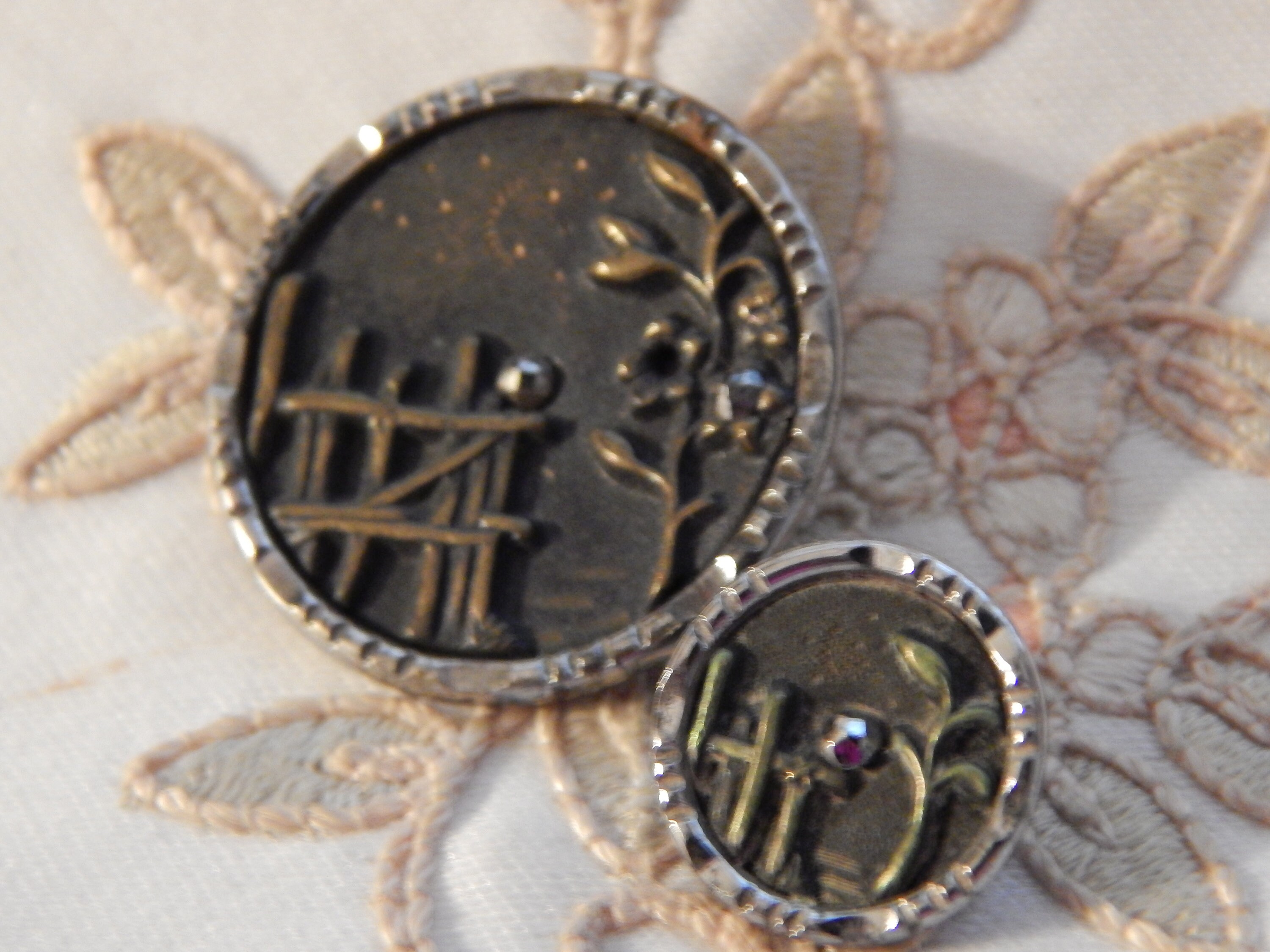 Fence With Tree - Moon and Stars - Steel Cup Buttons - Like Design but ...