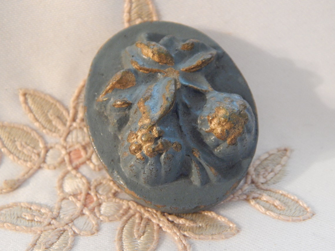 Powder Blue With Gold Paint Molded Pressed Material With a | Etsy