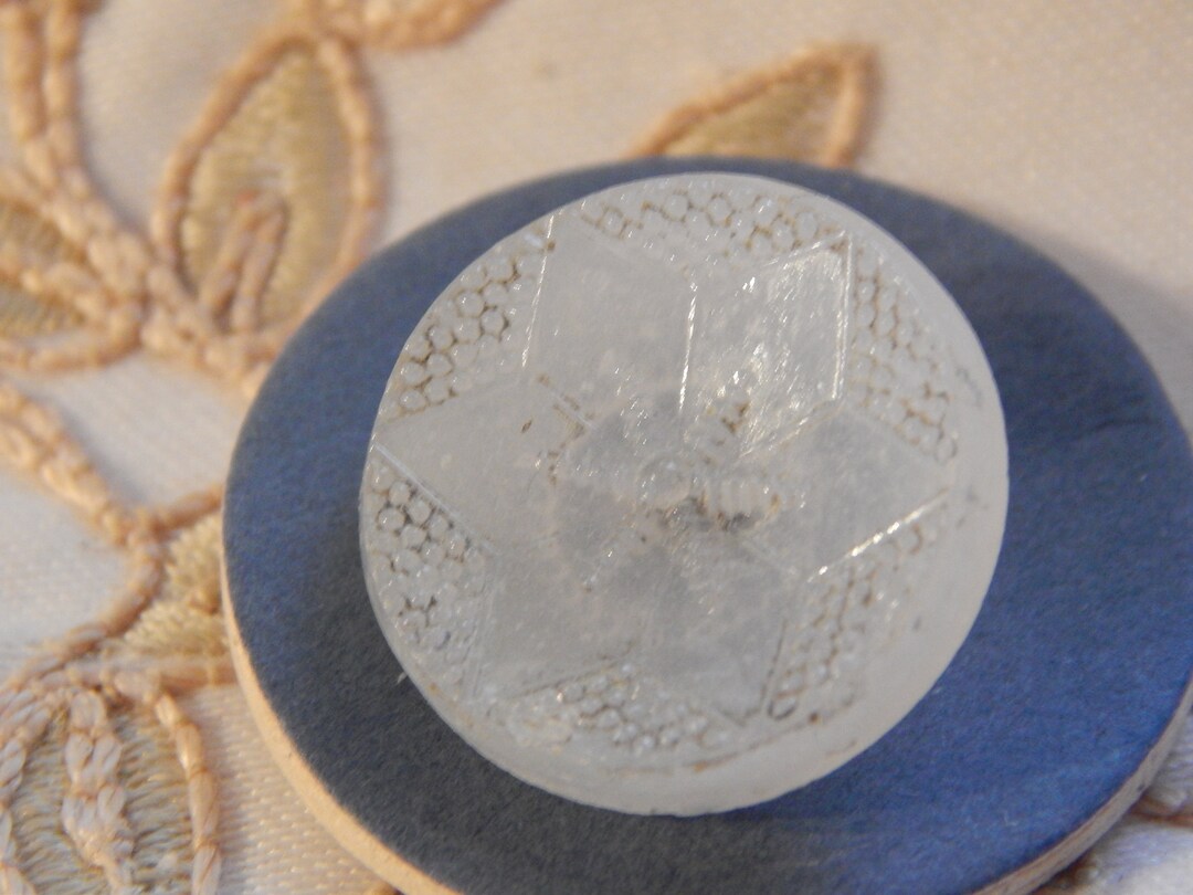 Pressed Design Antique Clam Broth Glass Button - Etsy