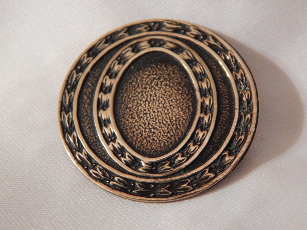 Stamped Brass Button With an Oval Design Center - Large Size Button - Etsy
