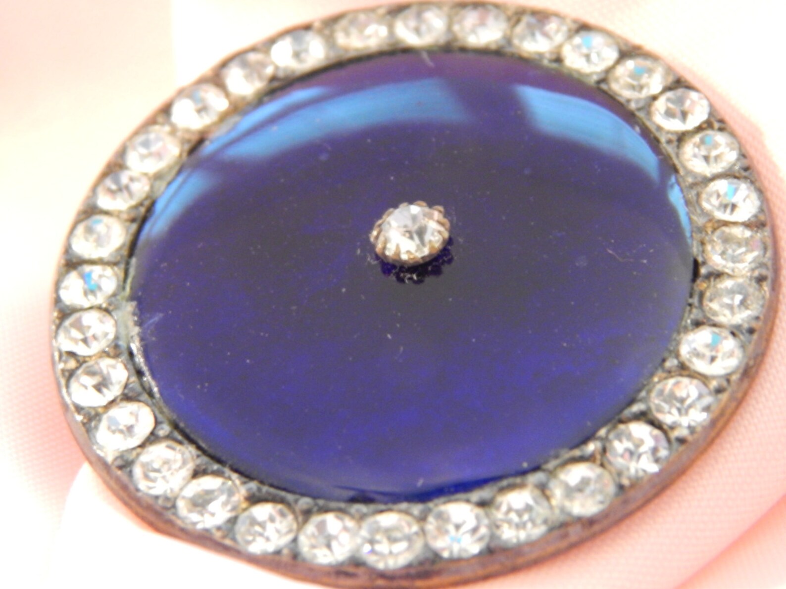 Dark Blue Enamel 18th Century Button With Paste Brilliants in the ...